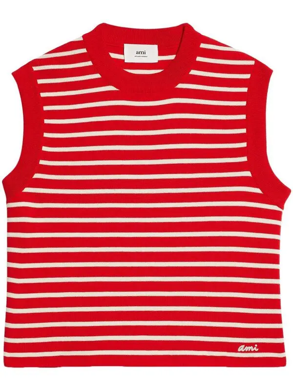 AMI Paris Striped Sleeveless Knit Vest