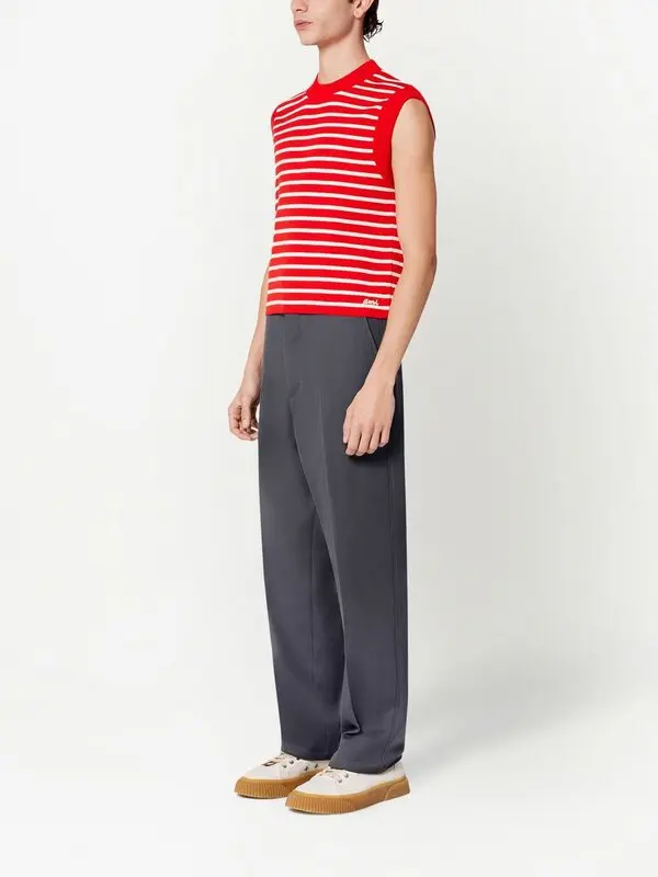AMI Paris Striped Sleeveless Knit Vest