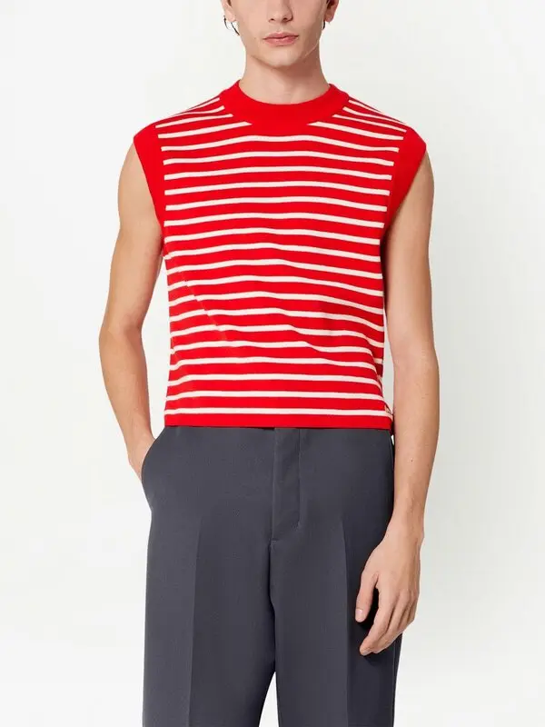AMI Paris Striped Sleeveless Knit Vest