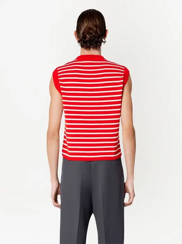 AMI Paris Striped Sleeveless Knit Vest