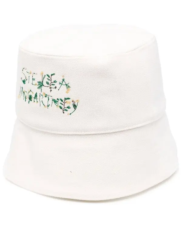 Stella McCartney Embroidered Logo Bucket Hat - White