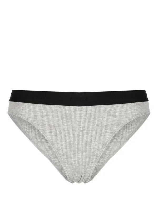 Natasha Zinko Embroidered-motif Cotton Briefs - Grey