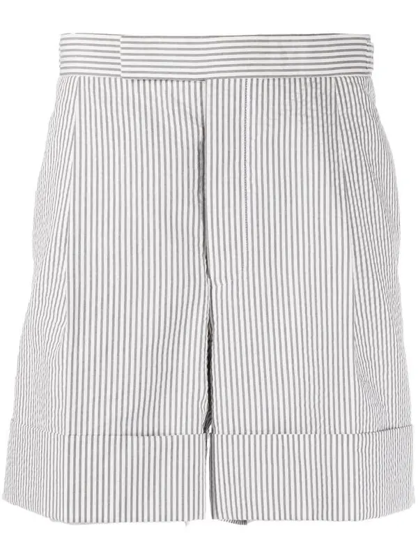 Thom Browne Seersucker Striped Tailored Shorts - Grey