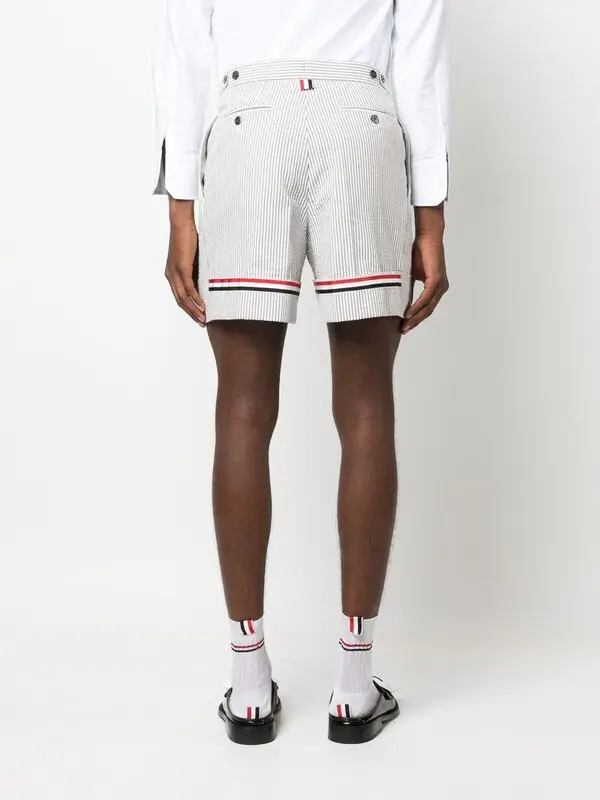 Thom Browne Seersucker Striped Tailored Shorts - Grey