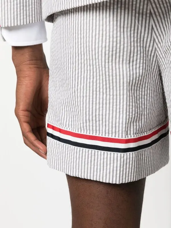 Thom Browne Seersucker Striped Tailored Shorts - Grey