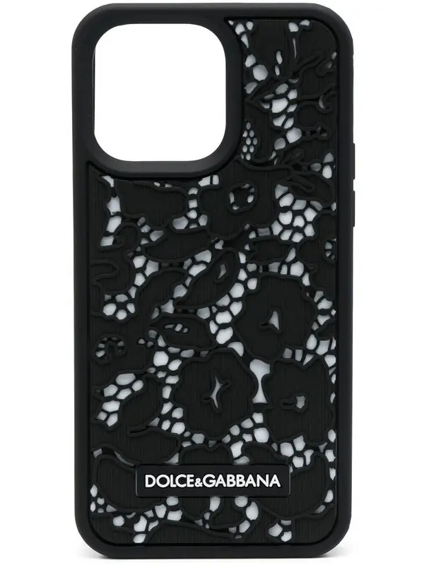 Dolce & Gabbana Floral Logo-Patch Iphone Pro Max Case - Black - 46