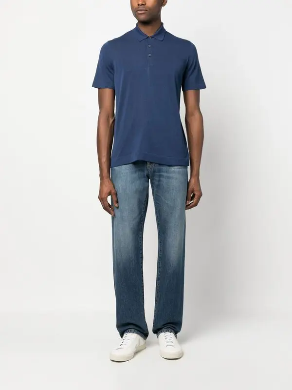 DRUMOHR Frosted Polo Shirt - Blue