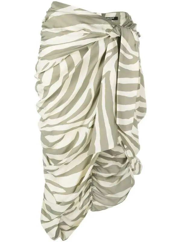 Balmain Zebra-print Midi Skirt - Neutrals