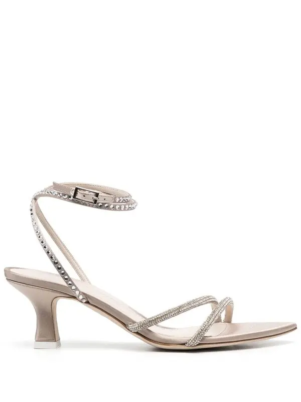 3JUIN Crystal-embellished Low-heel Sandals