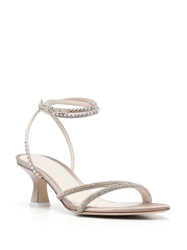 3JUIN Crystal-embellished Low-heel Sandals