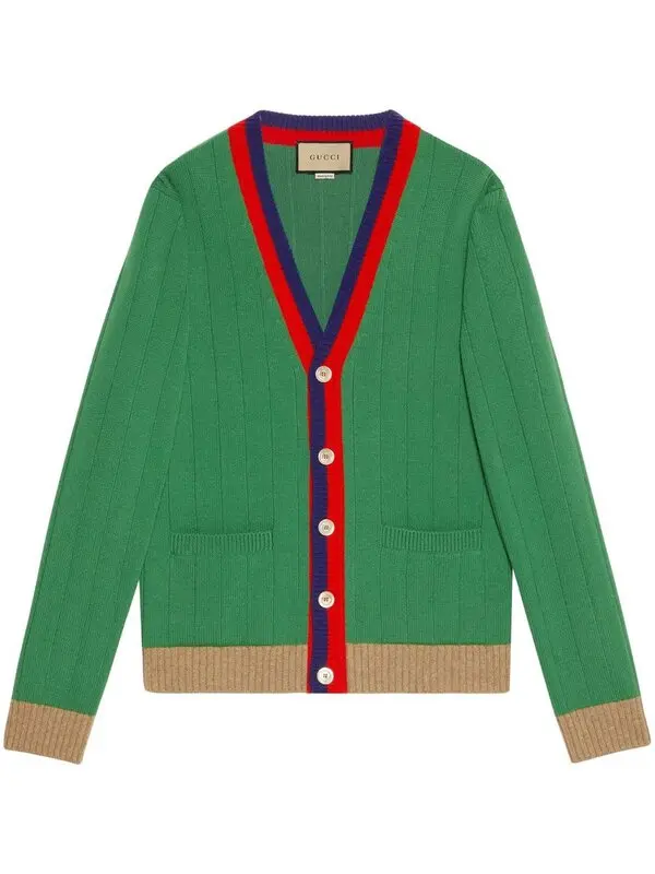 Gucci Web-stripe Wool Cardigan
