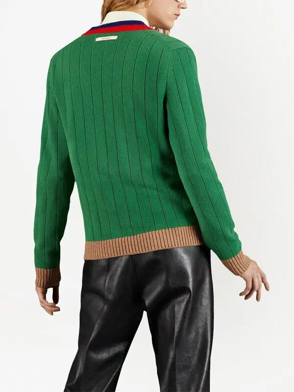 Gucci Web-stripe Wool Cardigan