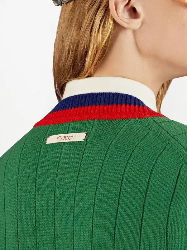 Gucci Web-stripe Wool Cardigan