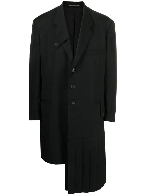 Yohji Yamamoto Slogan-print Single-breasted Coat