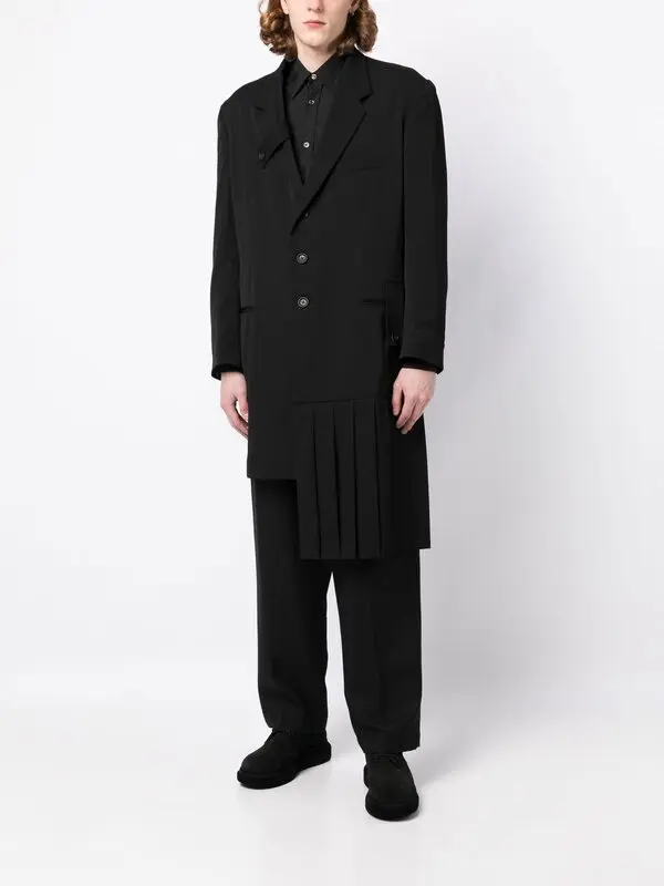 Yohji Yamamoto Slogan-print Single-breasted Coat
