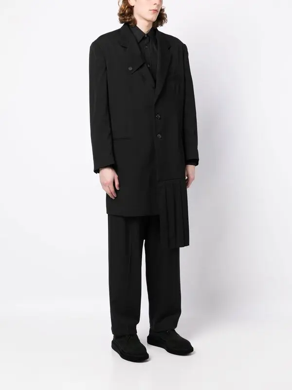 Yohji Yamamoto Slogan-print Single-breasted Coat