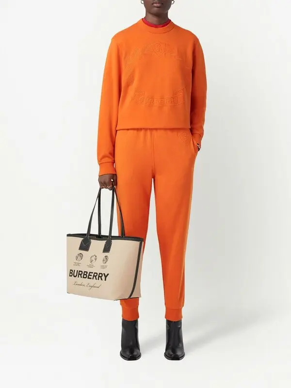 Burberry Oak Leaf Crest-Embroidered Sweatshirt In Orange - 45% Off