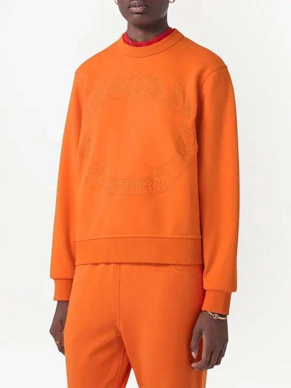 Burberry Oak Leaf Crest-Embroidered Sweatshirt In Orange - 45% Off