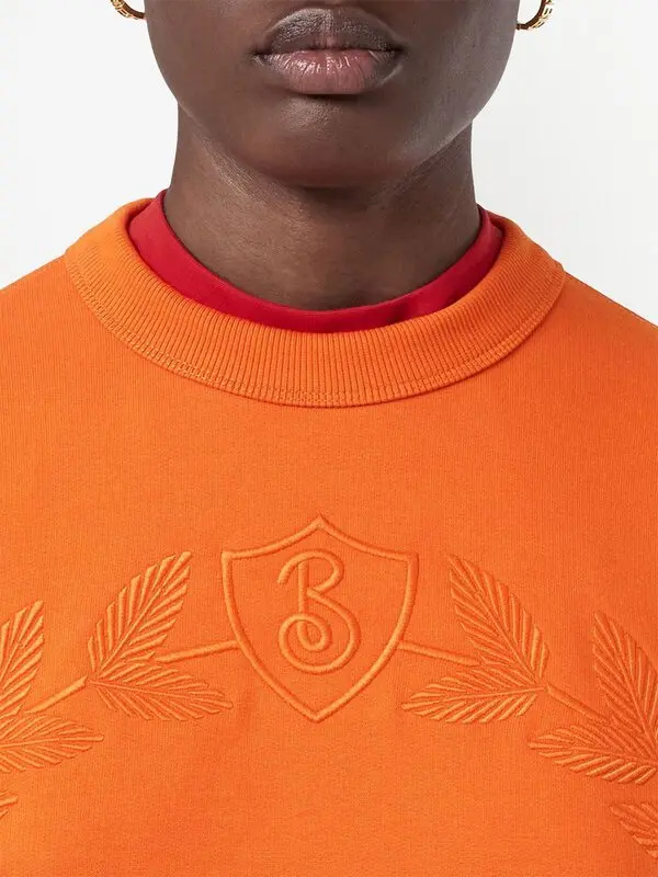 Burberry Oak Leaf Crest-Embroidered Sweatshirt In Orange - 45% Off