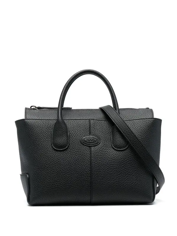 TOD'S Grained Leather Medium Tote Bag - Black