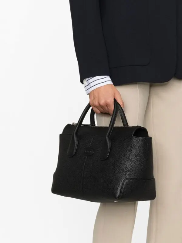 TOD'S Grained Leather Medium Tote Bag - Black