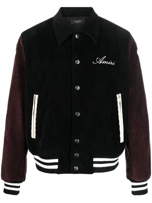 Amiri Panelled Corduroy Varsity Jacket - Black