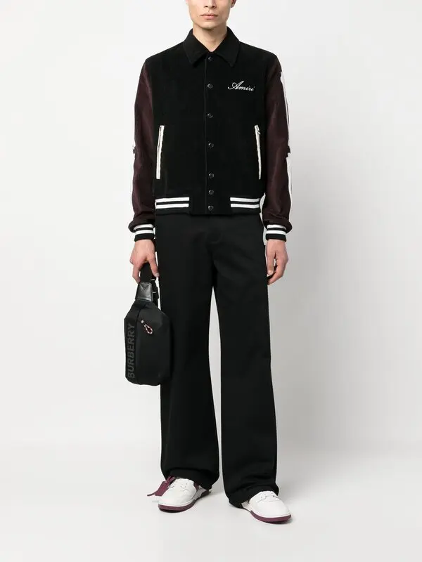 Amiri Panelled Corduroy Varsity Jacket - Black