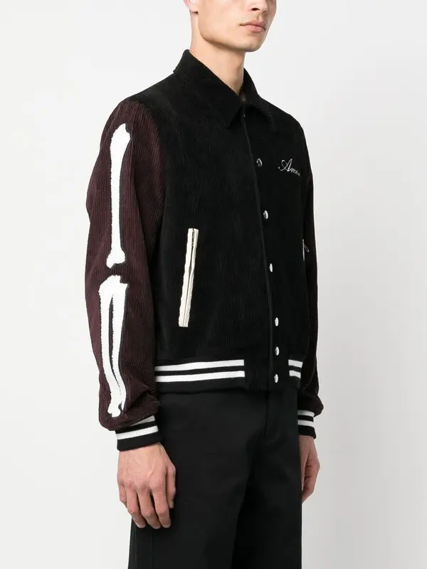 Amiri Panelled Corduroy Varsity Jacket - Black