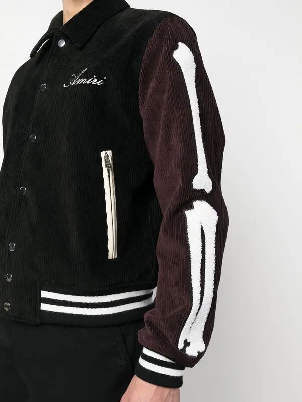 Amiri Panelled Corduroy Varsity Jacket - Black