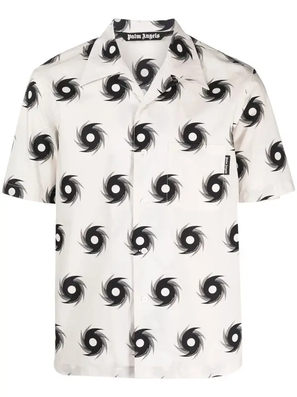 Palm Angels Hurricane-print Cotton Bowling Shirt