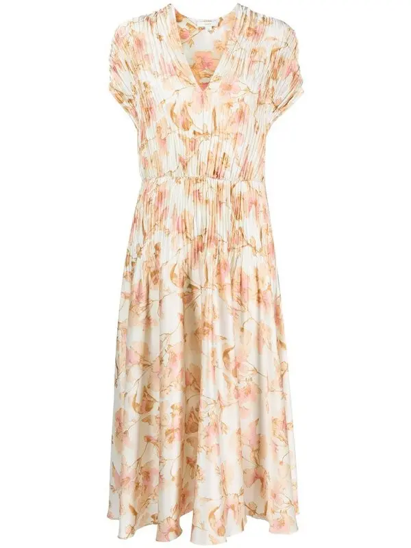 Vince Floral-print Plissé Midi Dress
