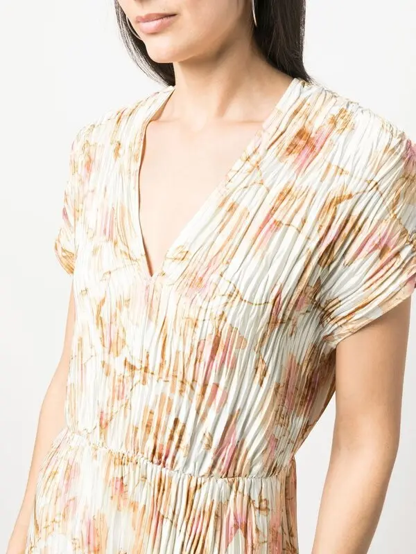 Vince Floral-print Plissé Midi Dress