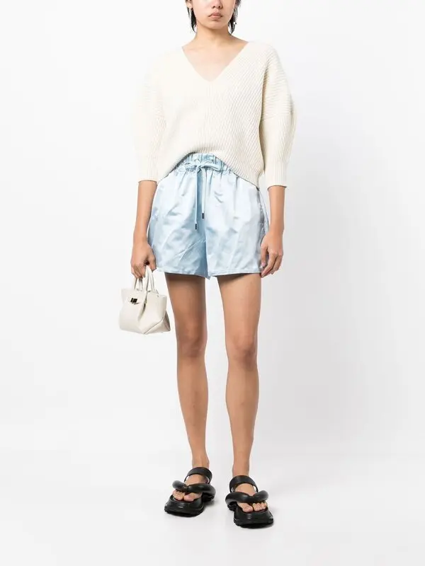 SA SU PHI Elasticated High-waisted Silk Shorts