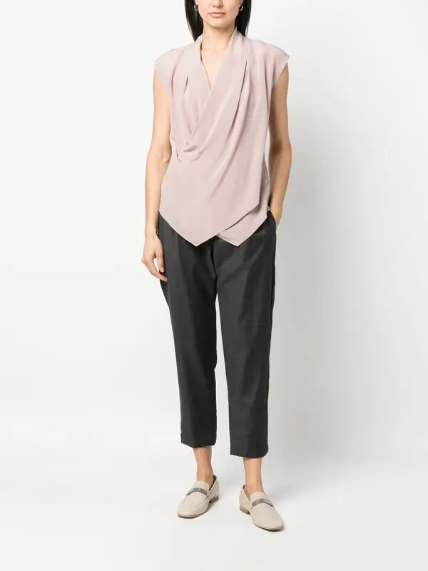 Brunello Cucinelli Wrap-front Silk Blouse - Pink