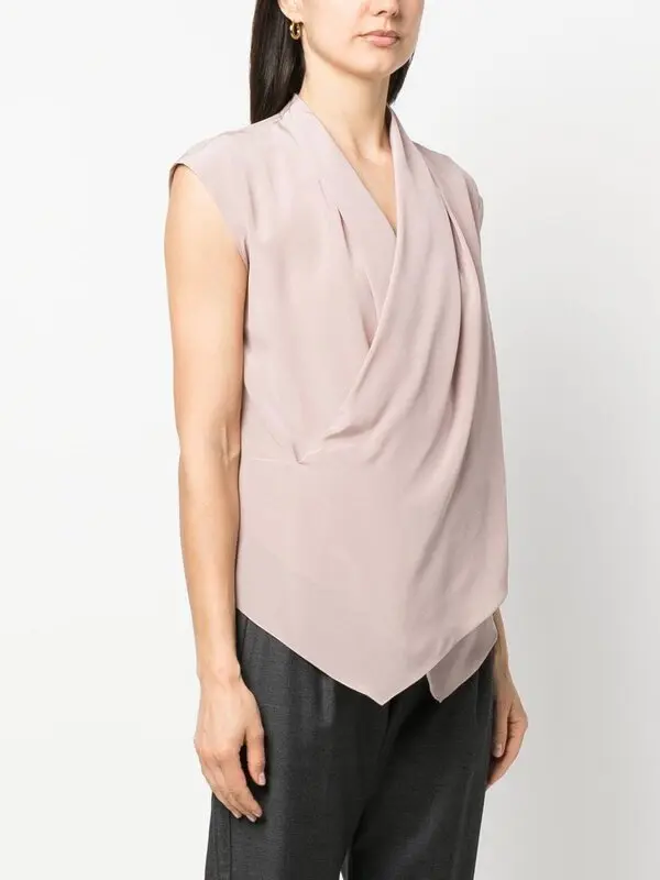 Brunello Cucinelli Wrap-front Silk Blouse - Pink