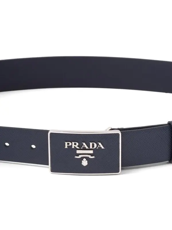 Prada Saffiano Leather Belt - Blue