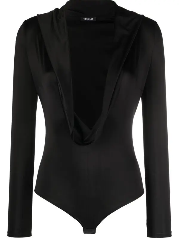 Versace Cowl-neck Long-sleeved Bodysuit