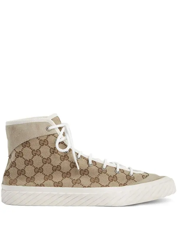 Gucci Gg Monogram High-Top Sneakers - Neutrals | Editorialist display picture 1