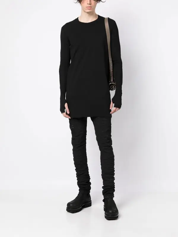 Boris Bidjan Saberi Crew Neck Longline Top - Black