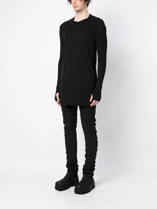 Boris Bidjan Saberi Crew Neck Longline Top - Black