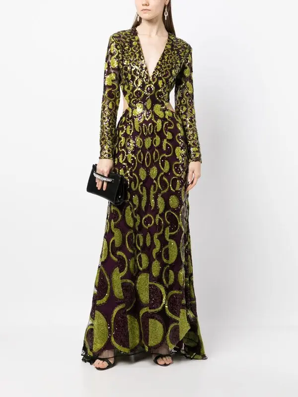 Elie Saab Embroidered Open-back Gown