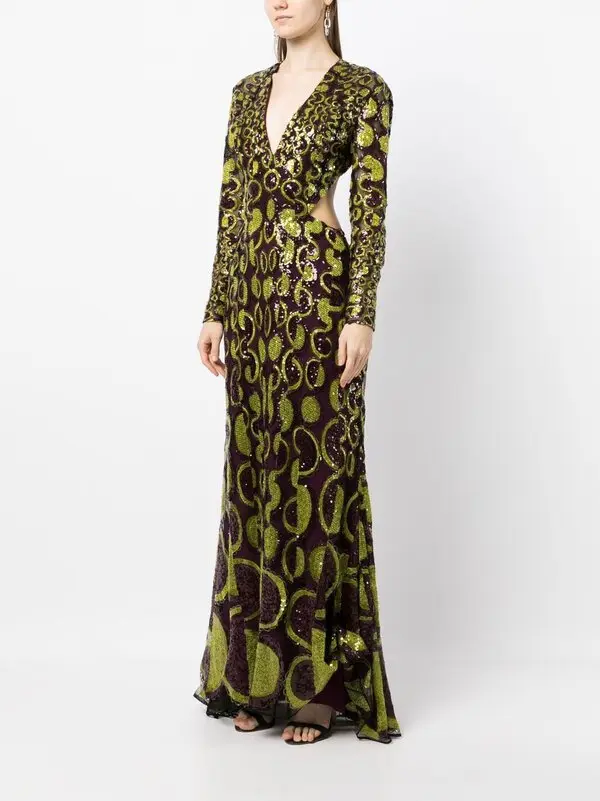 Elie Saab Embroidered Open-back Gown