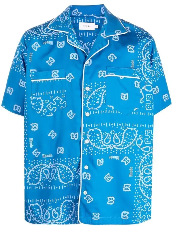 Rhude Bandana-print Short-sleeved Shirt - Blue