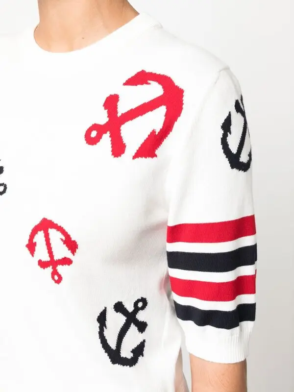 Thom Browne Anchor Intarsia Knit Top
