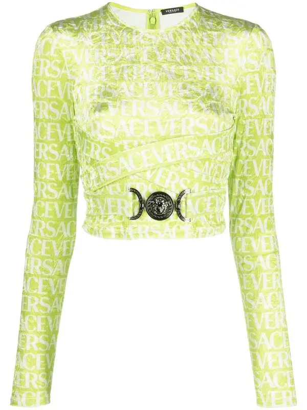 Versace Logo-print Cut-out Crop Top