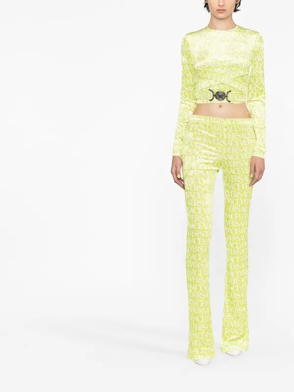 Versace Logo-print Cut-out Crop Top