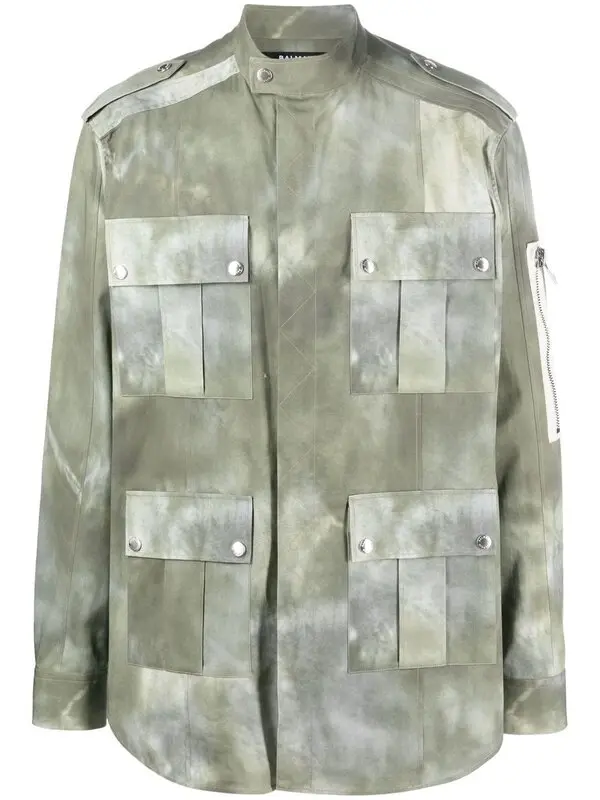 Balmain Faded-effect Military Jacket - Green