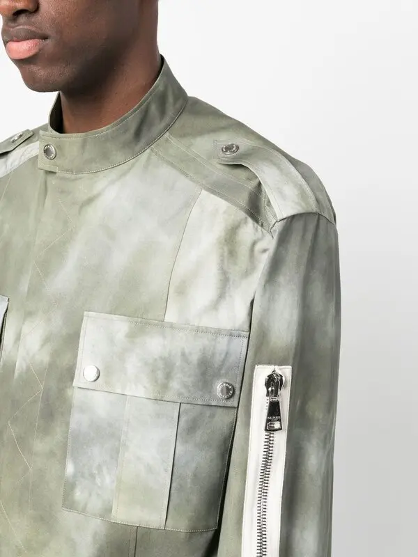 Balmain Faded-effect Military Jacket - Green