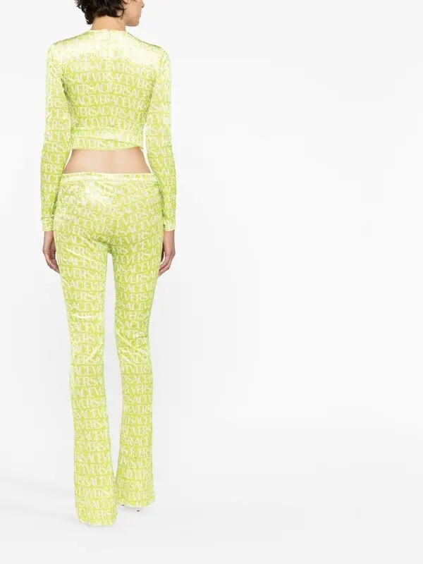 Versace Logo-print Flared Trousers - Green