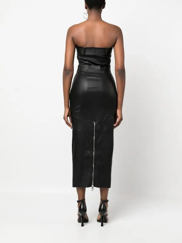 Drome Strapless Leather Midi Dress In Black - 38% Off | Editorialist